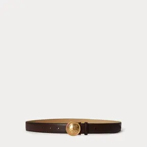 Ralph Lauren Crest Plaque-buckle Leather Belt Chocolate