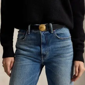 Ralph Lauren Plaque-buckle Leather Belt - Black