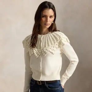 Ralph Lauren Crochet-yoke Wool-alpaca Cardigan - Authentic Cream
