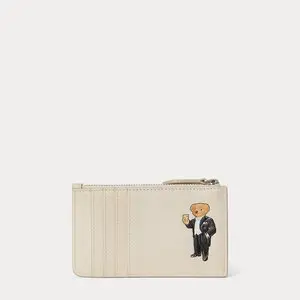 Ralph Lauren Polo Bear Leather Zip Card Case - Ivory