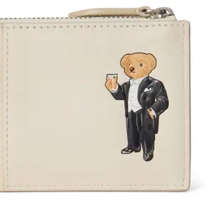 Ralph Lauren Polo Bear Leather Zip Card Case