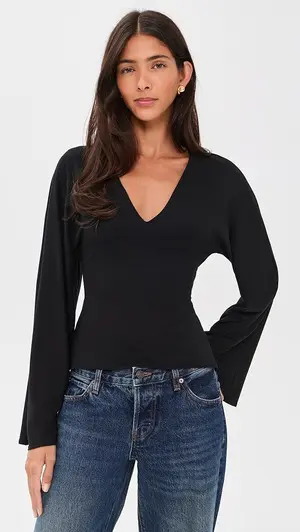 REFORMATION Hadley Knit Top - Black