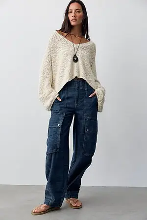 Free People We The Free Brentwood Textured Cargo Jeans