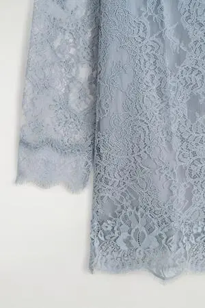 Cos Boat-neck Lace Mini Dress - Light Blue