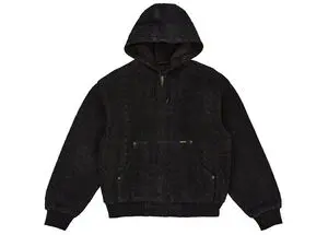 Supreme Woven Suede Hooded Work Jacket - Black
