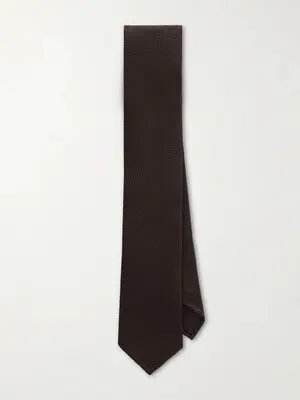 DE PETRILLO 8cm Silk-jacquard Tie - Brown
