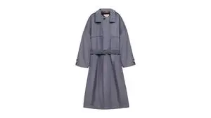Marni High Collar Belted Trench Coat - Dark Ash