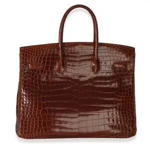 Hermès Miel Shiny Porosus Crocodile Birkin 35 Ghw