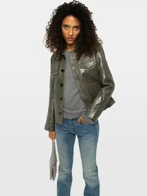 Zadig&Voltaire Veram Jacket Leather - Medium Grey