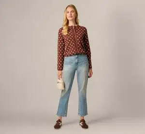 Adrianna Papell Long Sleeve Crew Neck Cardigan Sweater In Hazelnut Cream - Hazelnut/cream