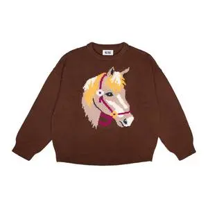GIGI KNITWEAR Cheval Intarsia Sweater In Multi - Brown