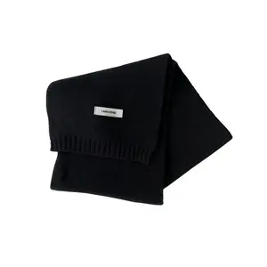 MY LITTLE NATURE Color Wool Scarf Australian Wool Scarf - Black