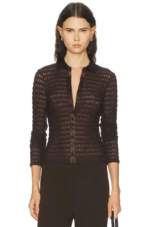 FRAME The Bubble Stitch Shirt In Brown - Chestnut