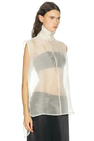 AEXAE For Silk Organza Roll Neck Top