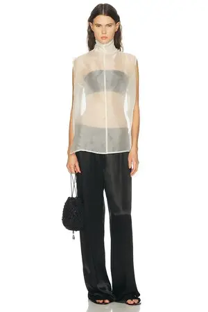 AEXAE For Silk Organza Roll Neck Top
