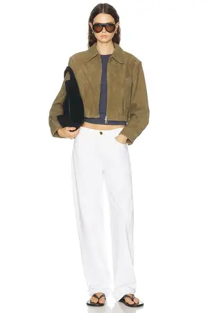 AGOLDE Nahla Cropped Suede Jacket - Canopy