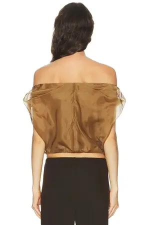 Staud Larissa Silk Top In Brown