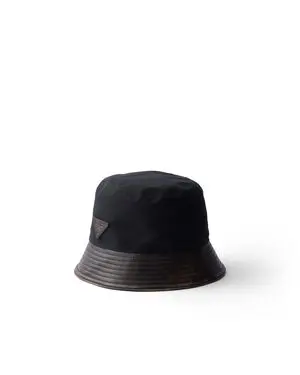 Prada Technical Cotton And Leather Bucket Hat - Black