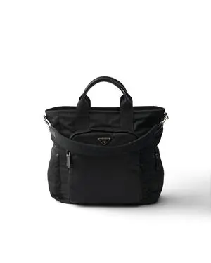 Prada Re-nylon And Saffiano Leather Tote Bag - Black