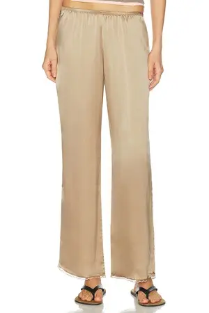 Donni. The Silk Lace Simple Pant In Beige
