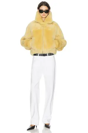 Helmut Lang Shearling Bomber Jacket - Cornsilk