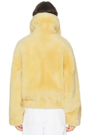 Helmut Lang Shearling Bomber Jacket In Yellow