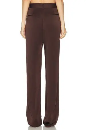 Lapointe Lightweight Satin High Waisted Belted Pant In Brown