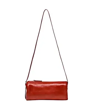 Massimo Dutti Nappa Leather Crossbody Bag - Red