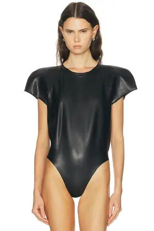 Norma Kamali Cap Sleeve Bomber Bodysuit