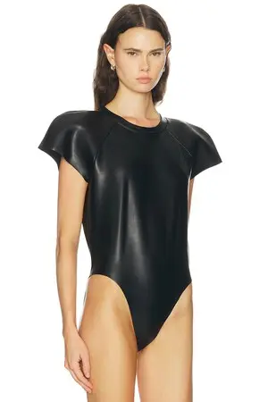 Norma Kamali Cap Sleeve Bomber Bodysuit