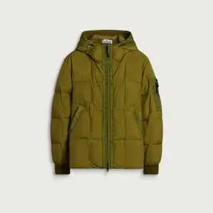 Stone Island Garment Dyed Crinkle Reps Ny Hooded Down Jacket - Cactus