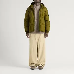 Stone Island Garment Dyed Crinkle Reps Ny Hooded Down Jacket
