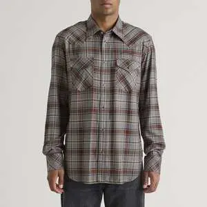 Acne Studios Surrow Check Flannel Long Sleeve Shirt - Multi Grey