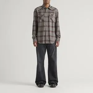 Acne Studios Surrow Check Flannel Long Sleeve Shirt - Multi Grey