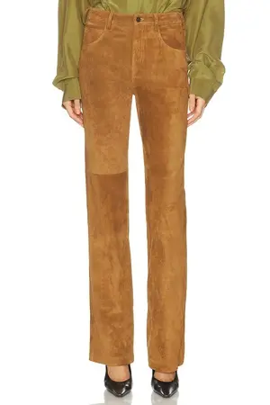 NILI LOTAN Joan Suede Pant In Cognac - Martora