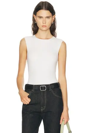 JIL SANDER Sleeveless Bodysuit Top In White