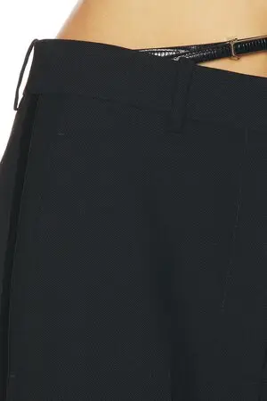 TOM FORD Sharp Slanted Belted Tuxedo Wide Leg Pant - Black