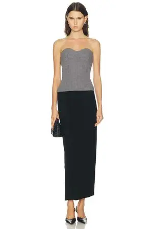JIL SANDER Strapless Knit Top In Charcoal - Basalt