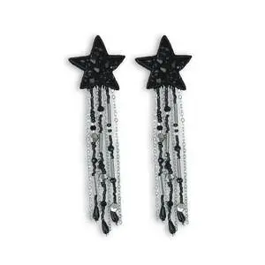 VETKA Star Statement Fringe Earrings – Astral Desire - Black