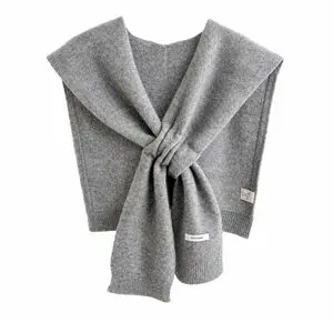 MY LITTLE NATURE Color Sweater Imitation Scarf For Layering - Grey