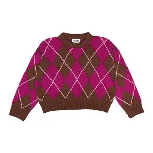 GIGI KNITWEAR Annie Argyle Sweater In Magenta - Brown