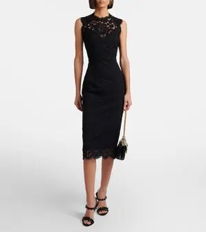 Dolce & Gabbana Lace Midi Dress - Black