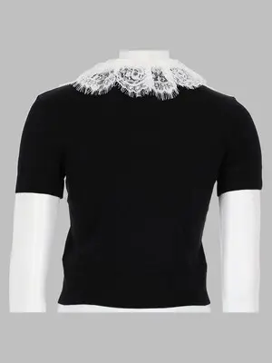 SELF-PORTRAIT Top In Maglia Con Colletto In Pizzo