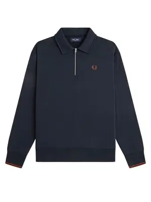 Fred Perry Felpa Con Logo E Zip - Blue