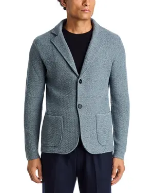 MAURIZIO BALDASSARI Wool Basketweave Slim Fit Sweater Jacket - Aluminium