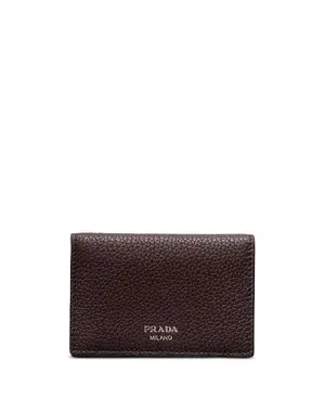 Prada Leather Card Holder - Brown