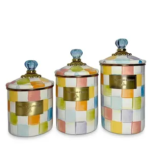 MACKENZIE-CHILDS Confetti Check Canisters, Set Of 3 - Multi