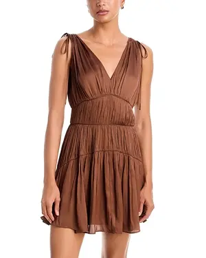 Paige Otis Shirred Satin Mini Dress