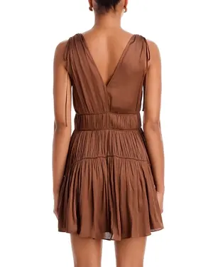 Paige Otis Shirred Satin Mini Dress