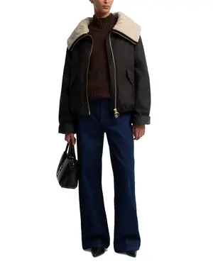 Barbour Mary Faux Fur Collar Waxed Cotton Jacket